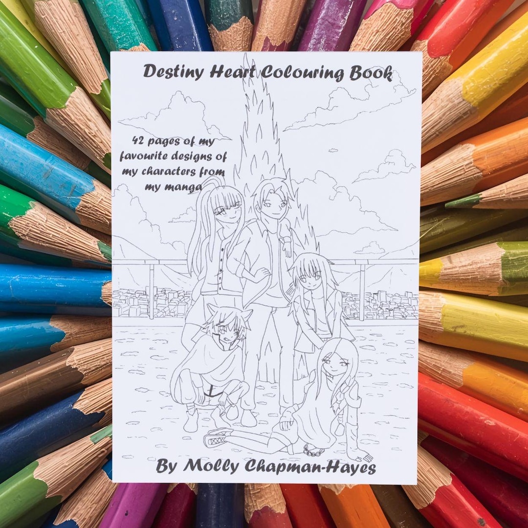 Destiny Heart Manga Colouring Book, Fantasy Anime Gift, Art Activity ...