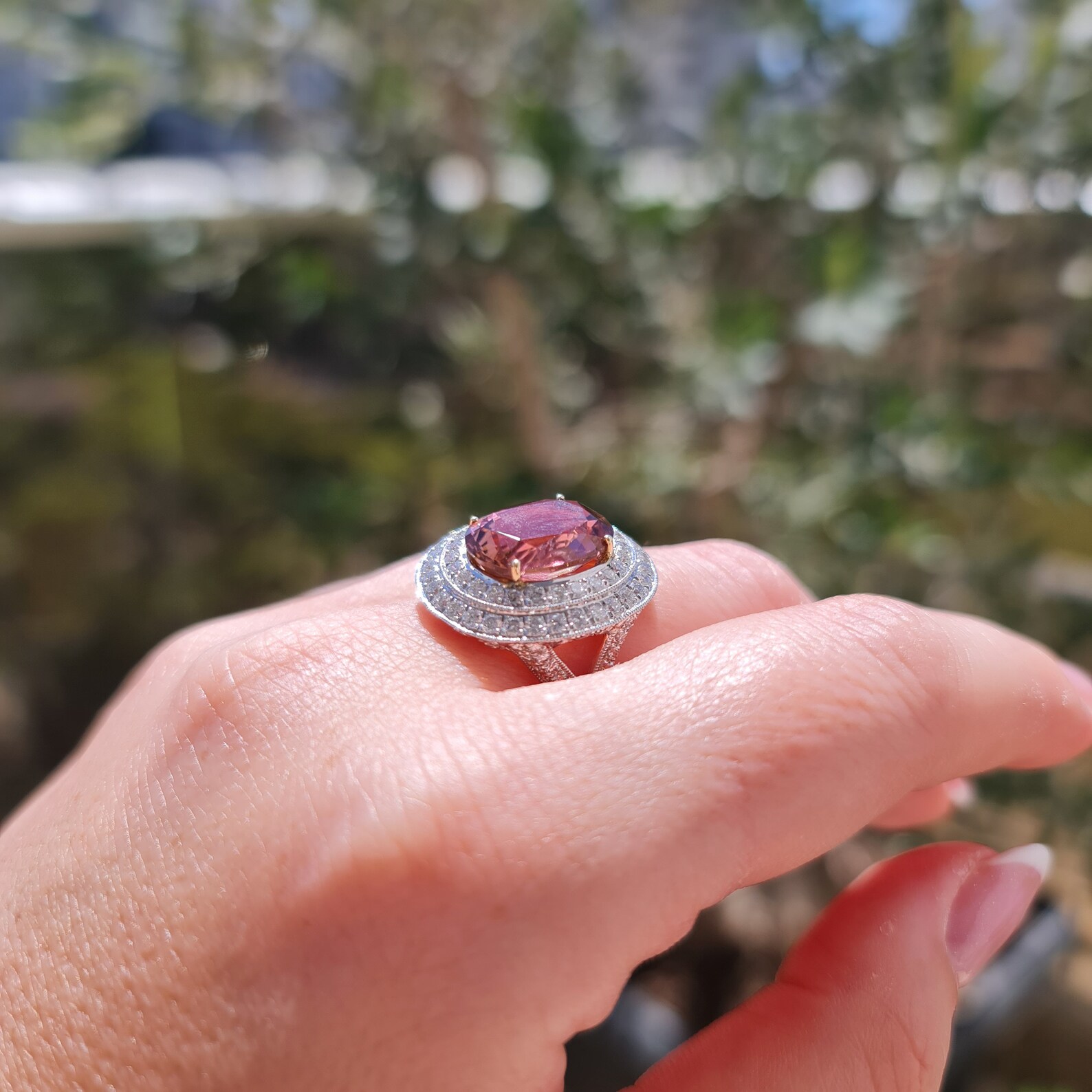 Pink Tourmaline Diamond Ring for Women, Vintage Pink Tourmaline Ring, Natural Tourmaline Ring ...