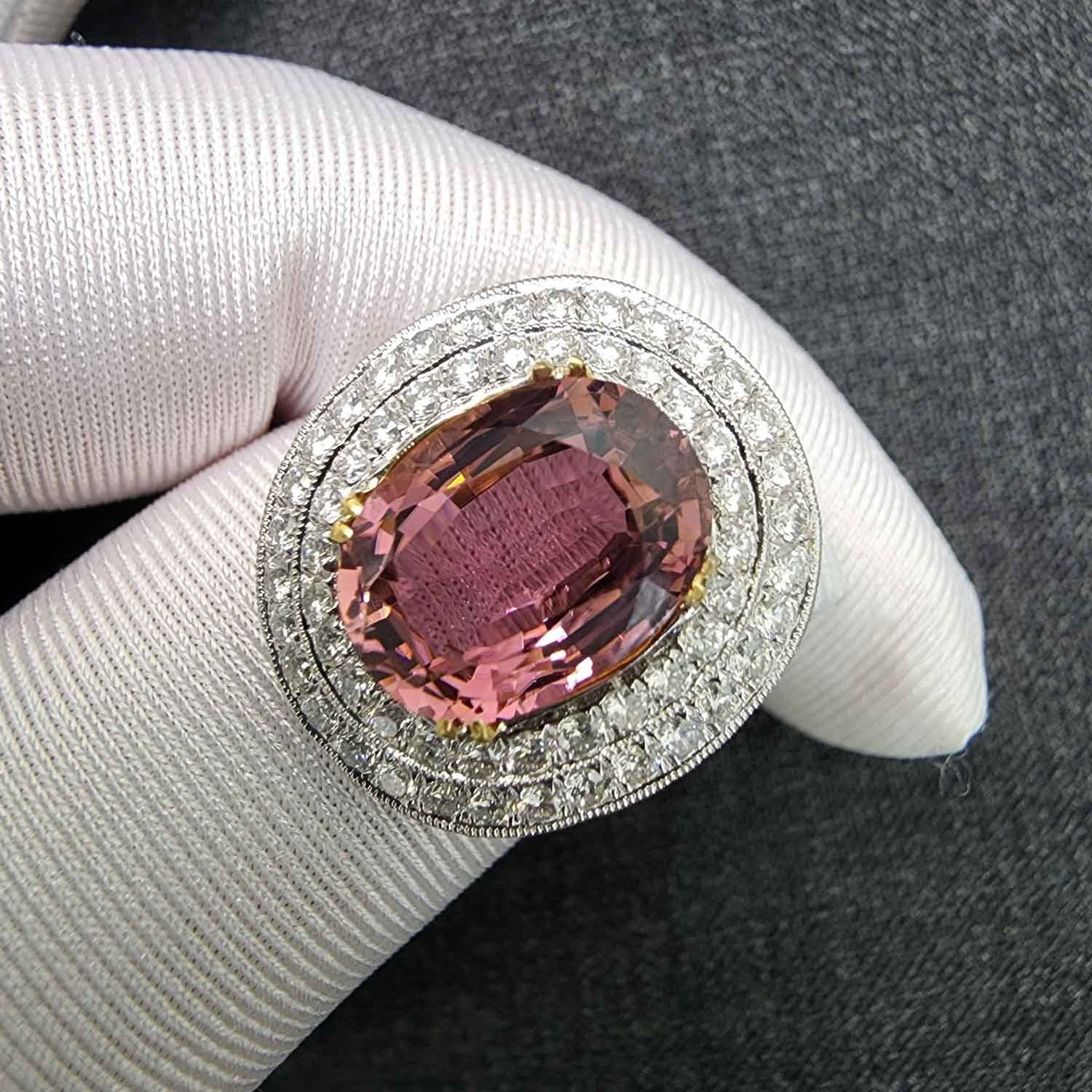 Pink Tourmaline Diamond Ring for Women, Vintage Pink Tourmaline Ring, Natural Tourmaline Ring ...