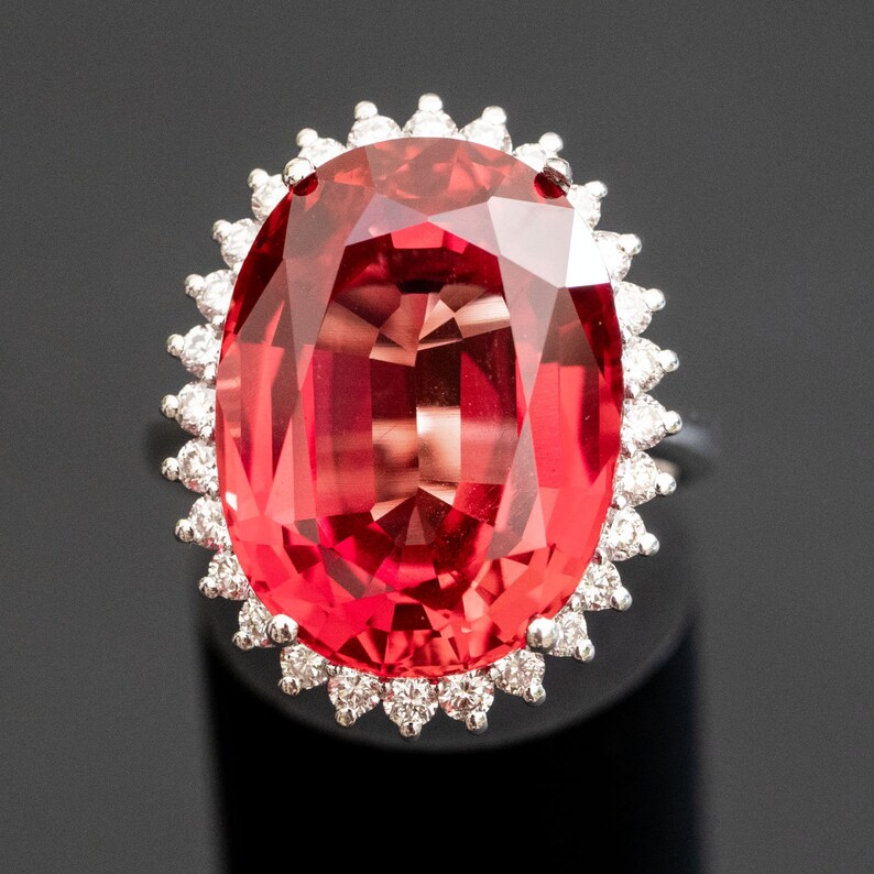 Red Sapphire Diamond Ring, Large Gemstone Statement Ring for Women ...