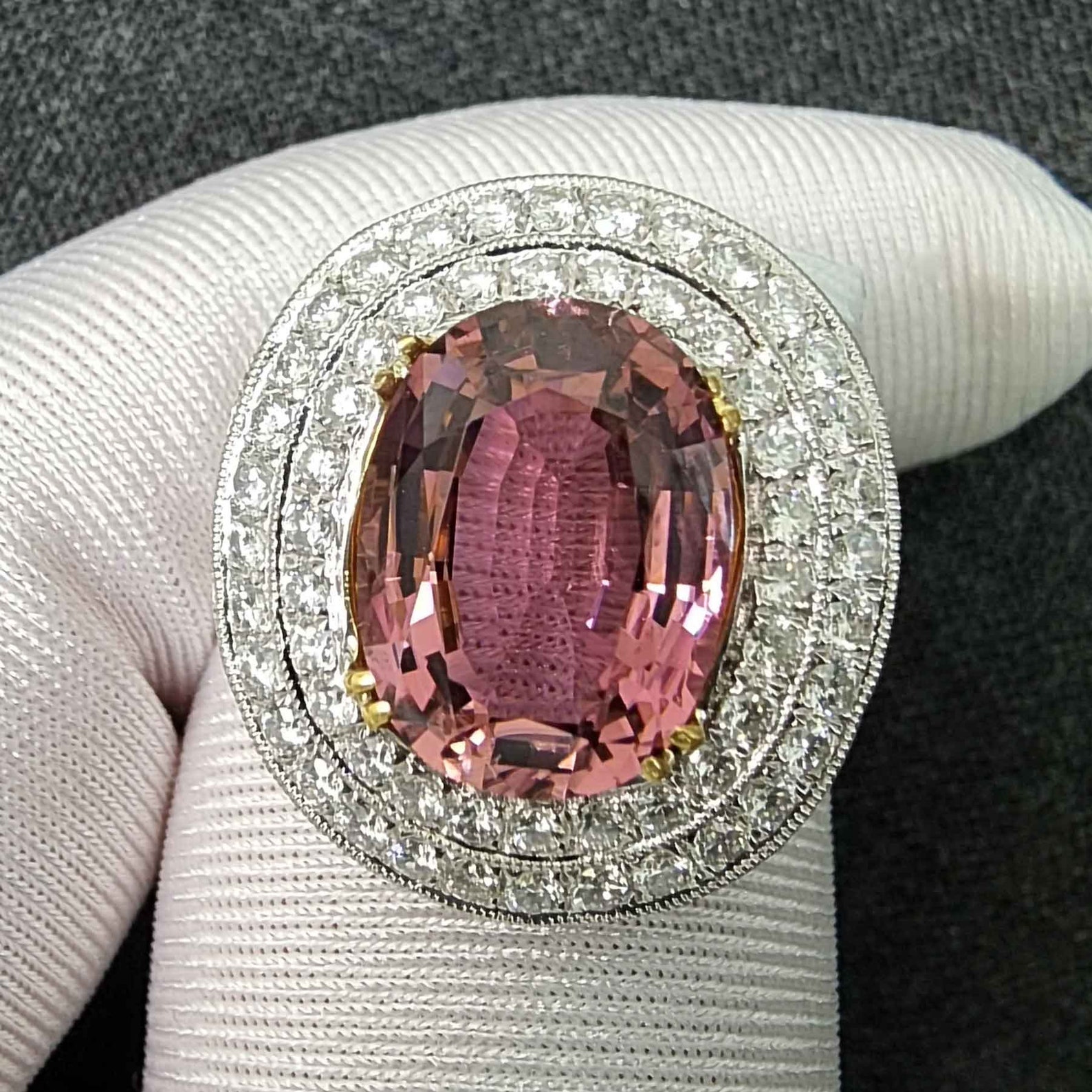 Pink Tourmaline Diamond Ring for Women, Vintage Pink Tourmaline Ring, Natural Tourmaline Ring ...