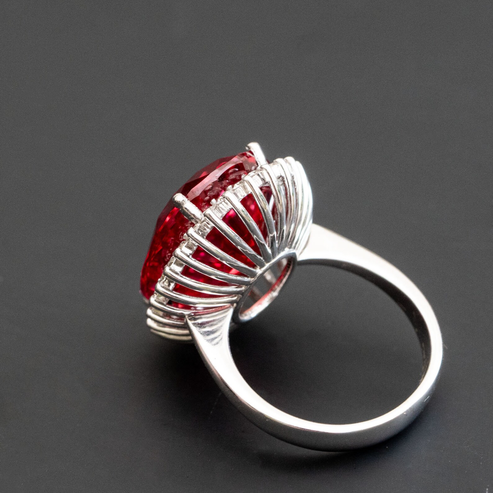 Red Sapphire Diamond Ring, Large Gemstone Statement Ring for Women ...