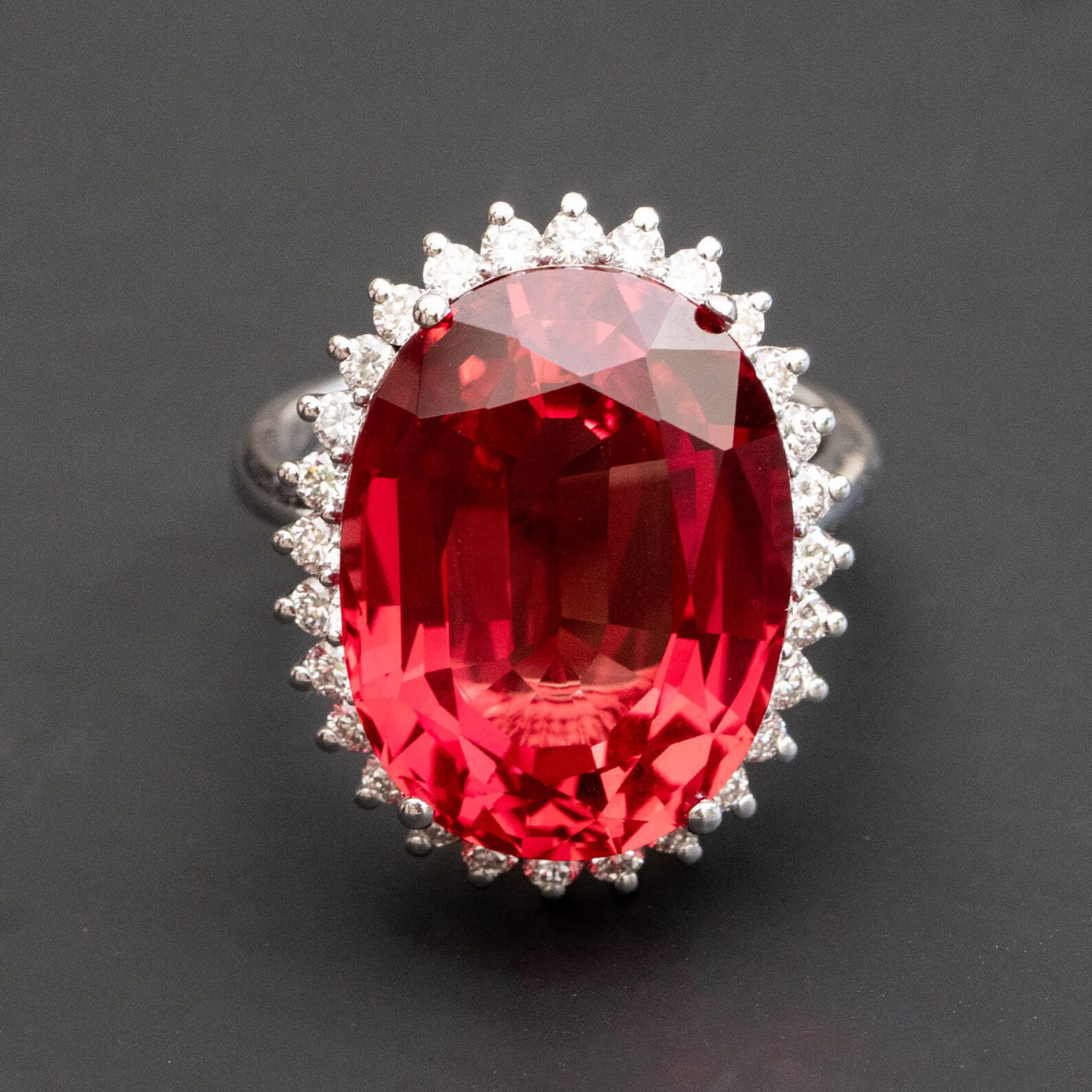 Red Sapphire Diamond Ring, Large Gemstone Statement Ring for Women ...