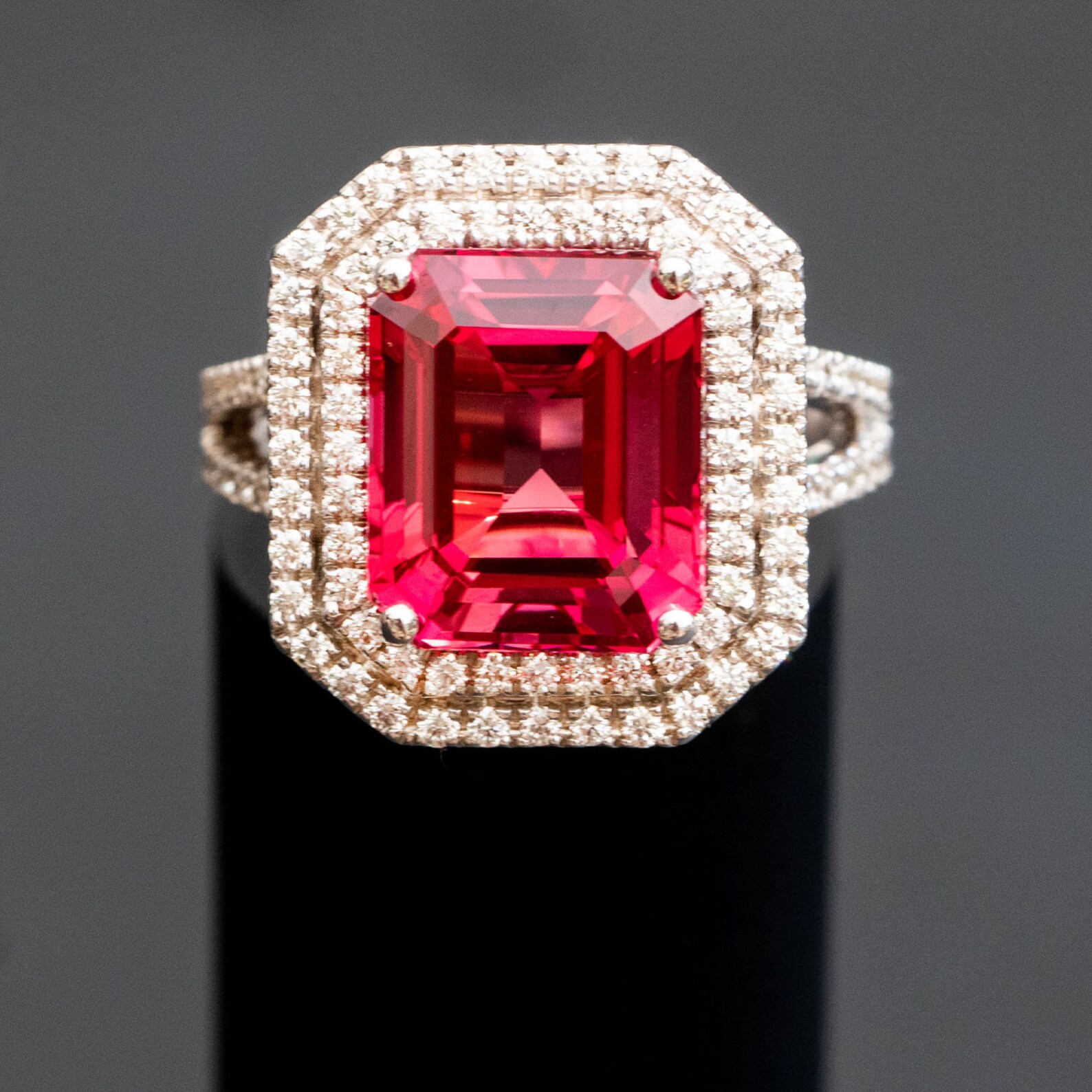 Red Sapphire Engagement Ring Halo Sapphire Ring for Women - Etsy