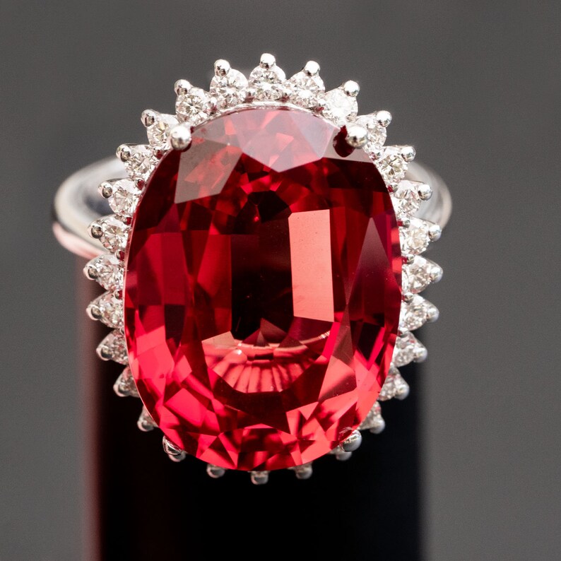 Red sapphire diamond ring Large gemstone statement ring for | Etsy