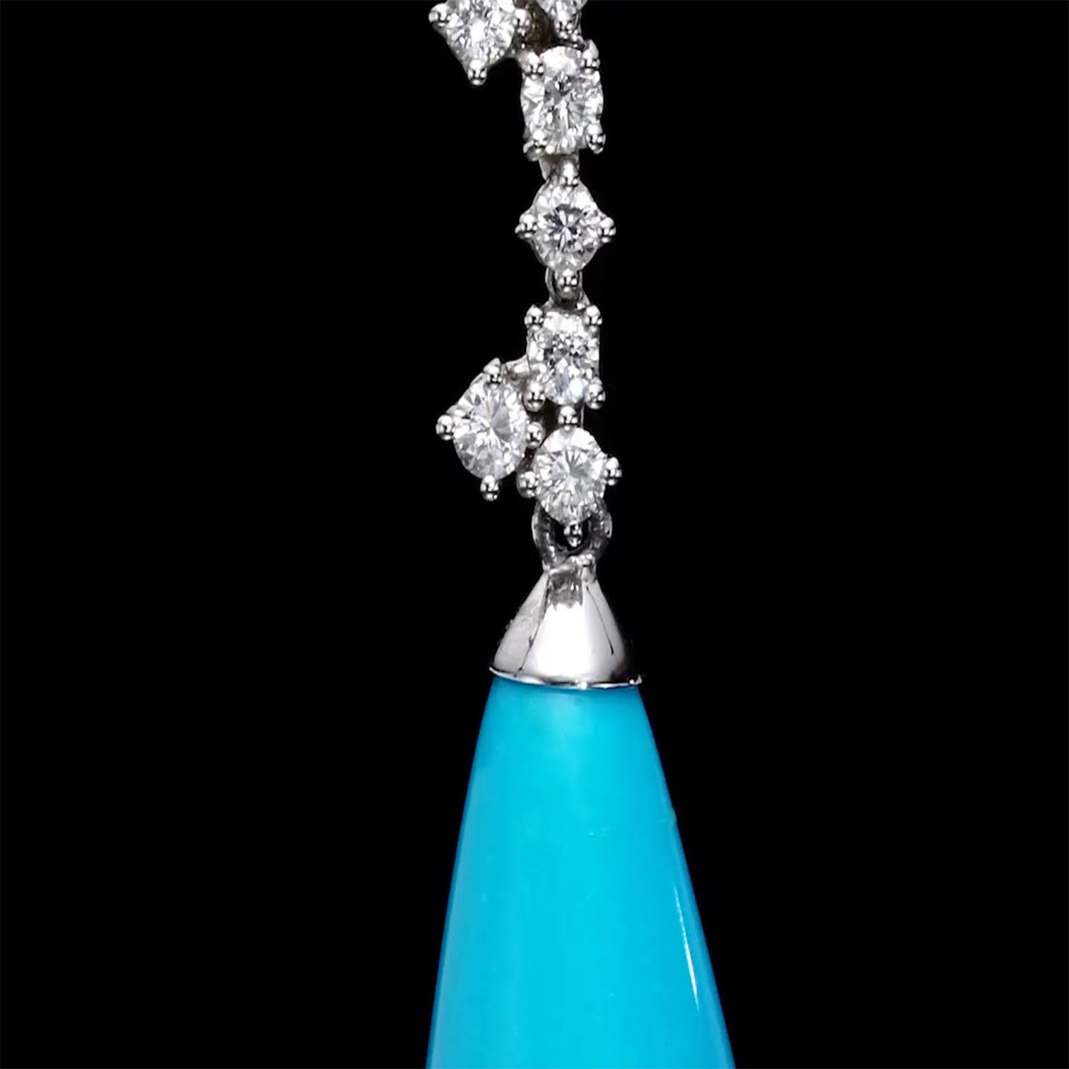 Drop Turquoise Diamond Earrings for Women, 8.20 Carat Turquoise Dangle ...