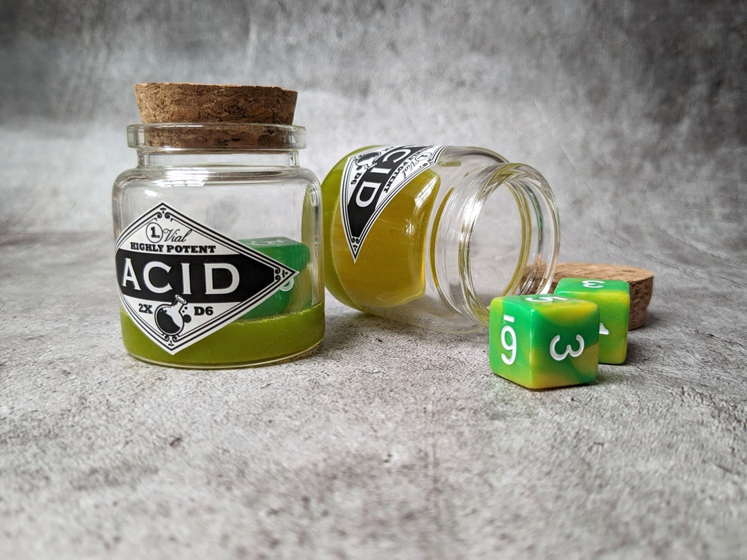 D&D Acid Dice Potion Bottle Dice Dnd Dice Gift Green and Yellow Dice D6 ...