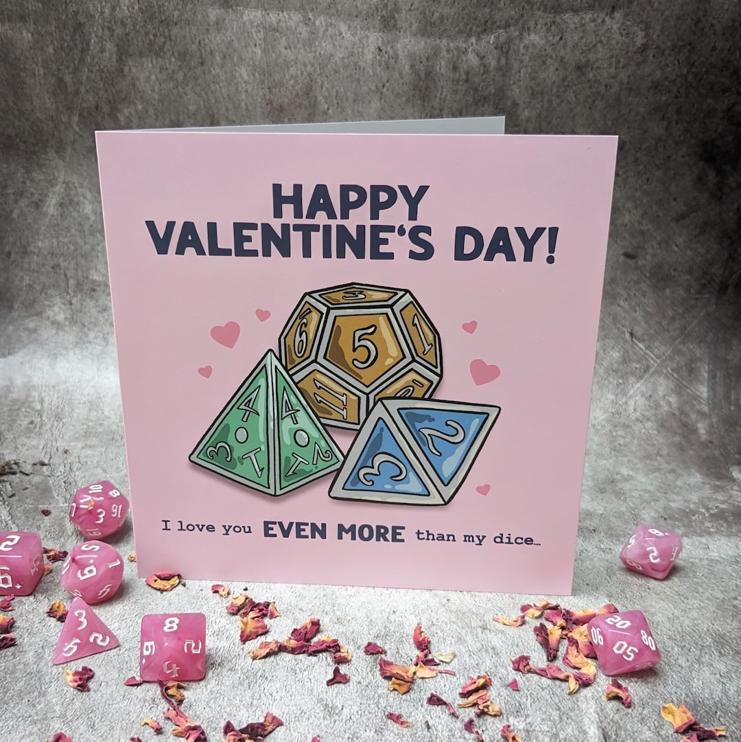 D&D Valentine's Card Dnd I Love You More Than My Dice Valentine's Card ...