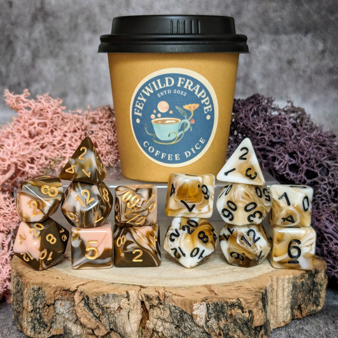 Coffee Dice Gift | Brown and Pink or Cream Swirl Coffee Themed Dice Set ...