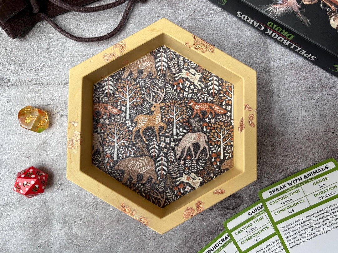 Woodland Animals Small Dice Tray: Brown and Copper Jesmonite Hexagon Tray - Etsy