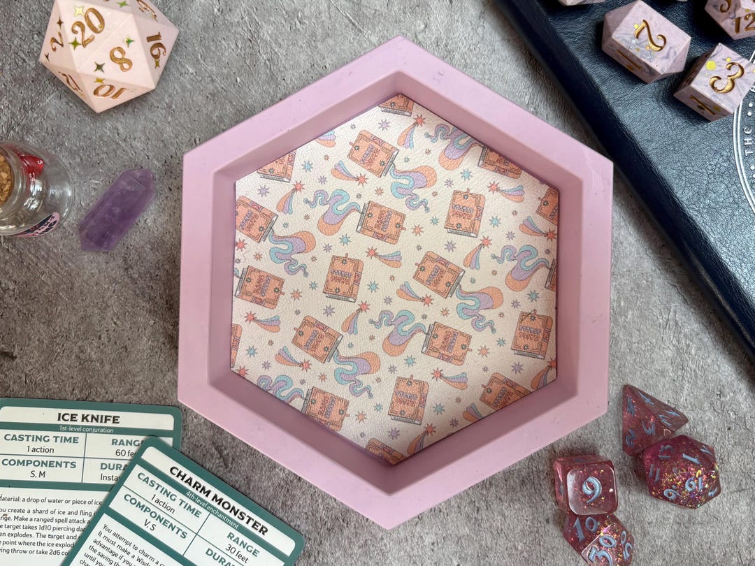 Pastel Stone Effect Hexagon Dice Tray: Magic Spell Book Lining, D&D ...