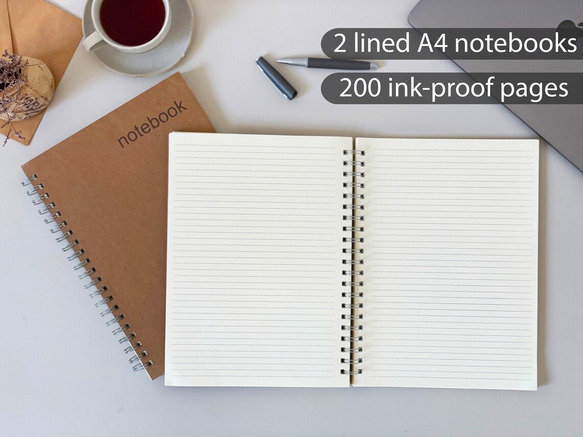 Le Vent Set of 2 A4 Large Spiral Notebooks (8.5"x11") - Wide Each 200 ...