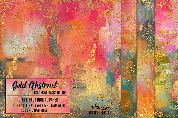 Gold Acrylic Abstract Painting Gold Abstract Digital Paper | Etsy