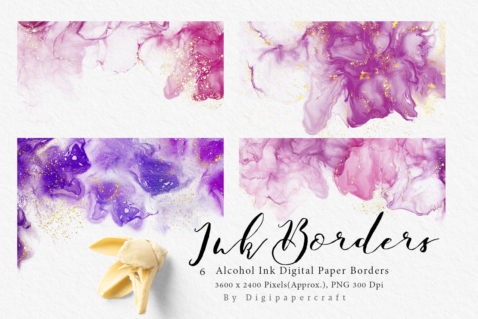 Alcohol Ink Paper Borders, Png Clipart, Alcohol Ink Clipart, Gold Ink ...
