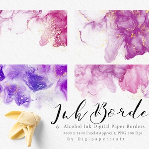 Alcohol Ink Paper Borders, Png Clipart, Alcohol Ink Clipart, Gold Ink ...