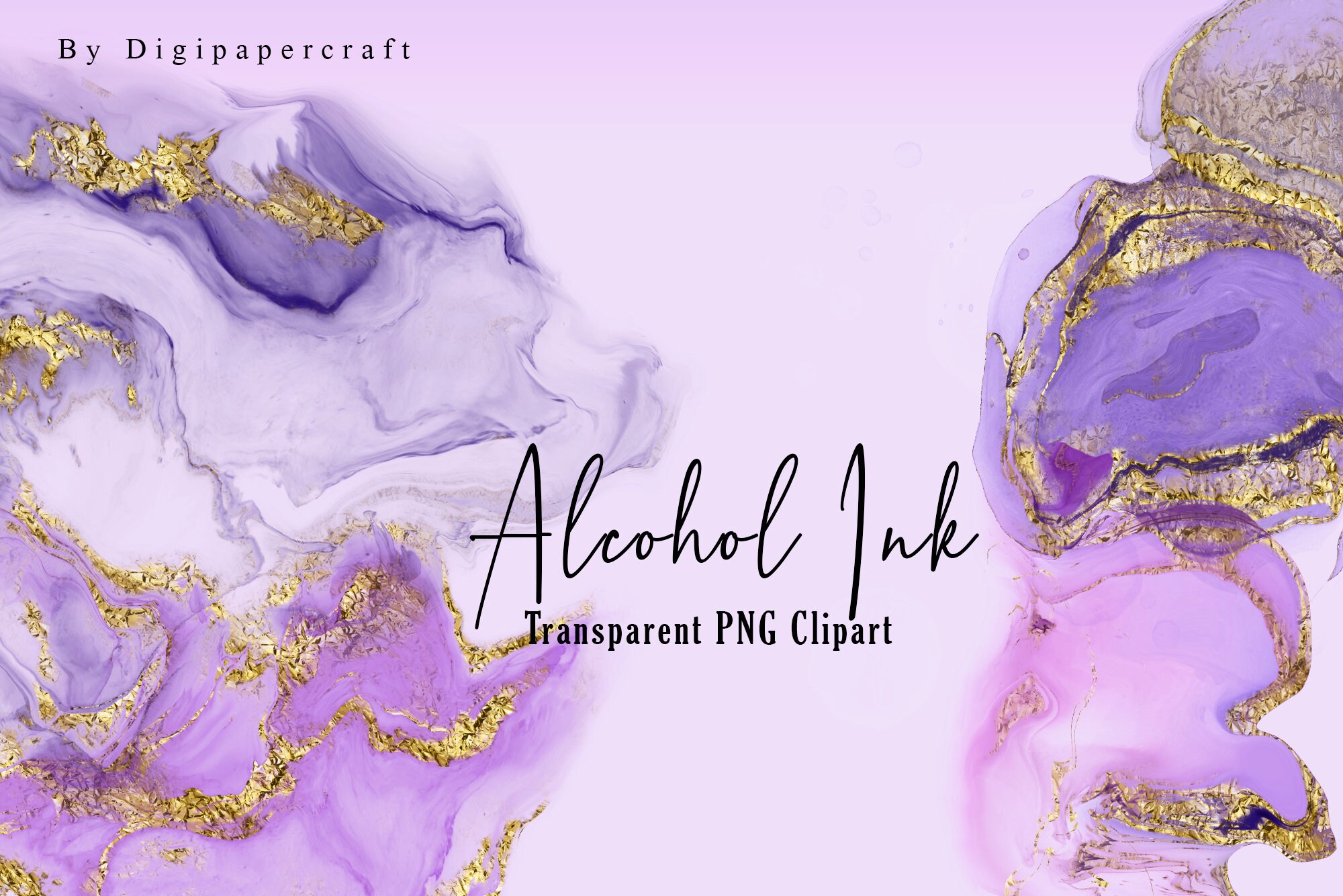 Pink Alcohol Ink Clipart, Metallic Gold Ink, Liquid Ink Clipart ...