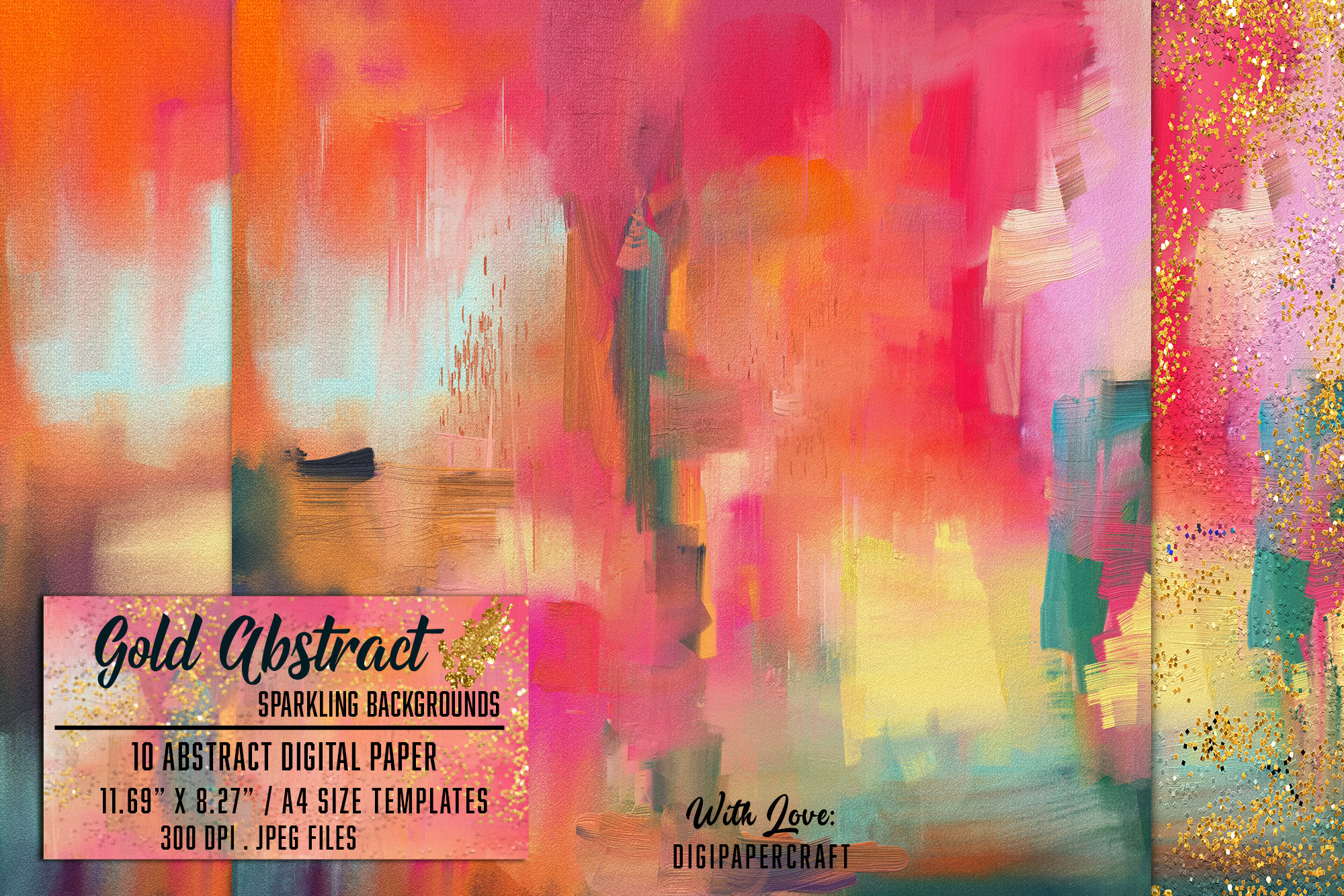 Gold Acrylic Abstract Painting Gold Abstract Digital Paper - Etsy