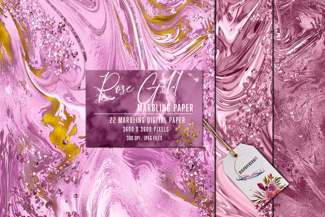 Rose Gold Marbling Digital Paper Rose Gold Paper Pink - Etsy