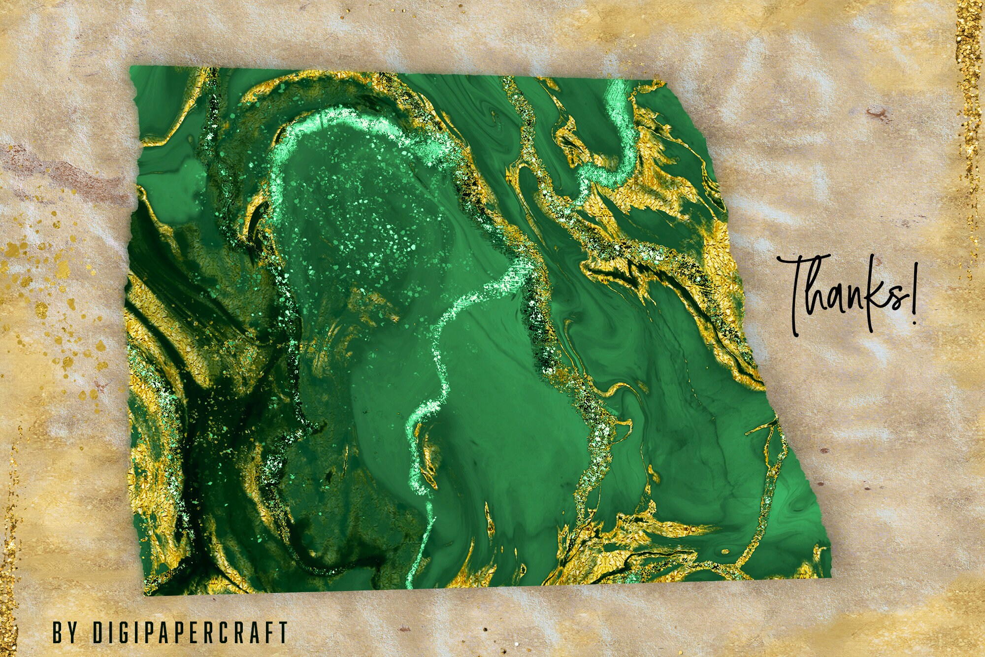 Emerald Gold Ink Digital Paper Alcohol Ink Paper Watercolor - Etsy