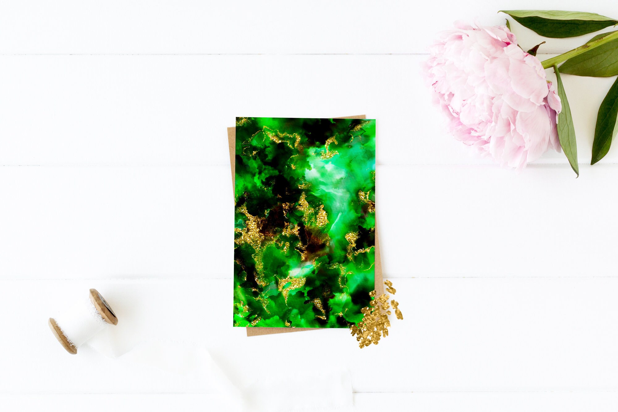 Emerald & Gold Watercolor Backgrounds, Green Watercolor Digital Paper ...