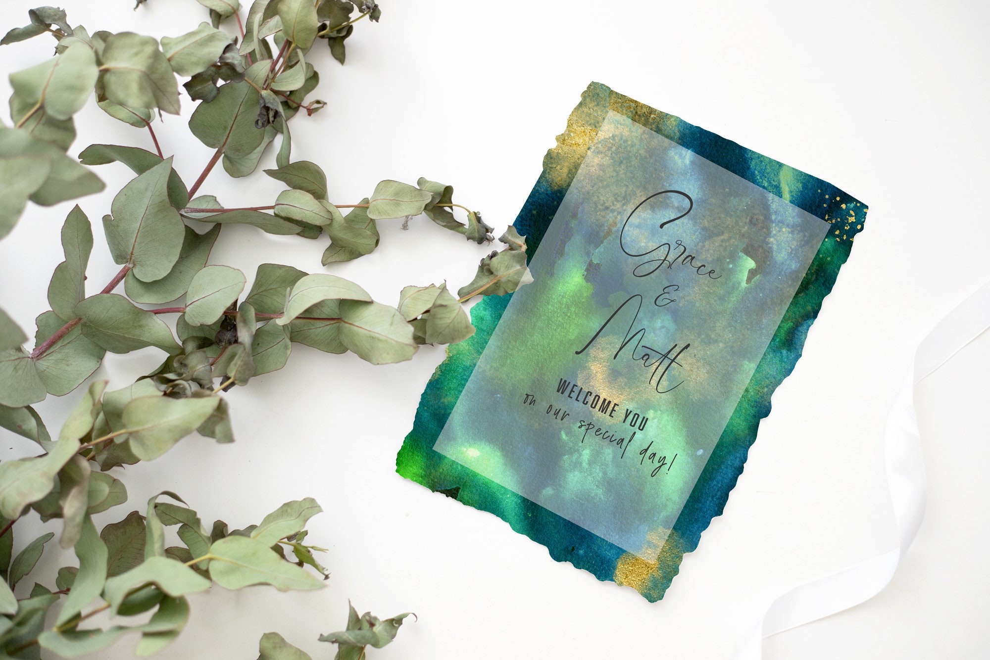 Emerald Watercolor Backgrounds, Green Watercolor Digital Paper, Gold ...