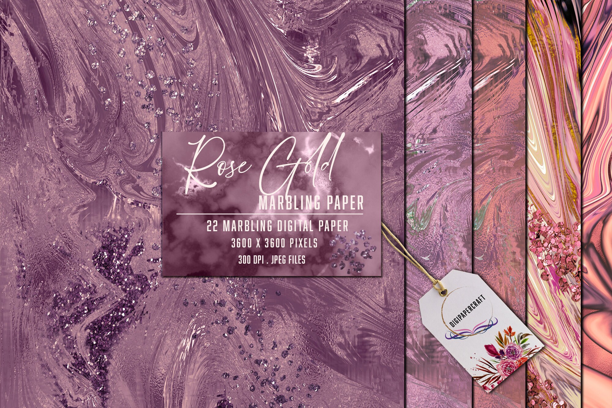Rose Gold Marbling Digital Paper, Rose Gold Paper, Pink Marbling ...