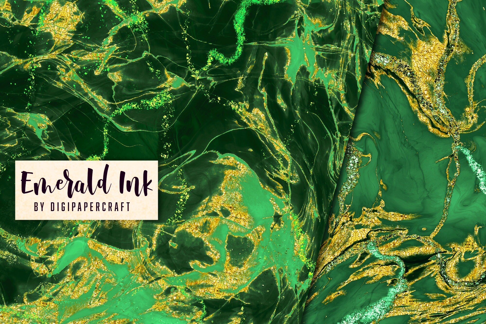 Emerald Gold Ink Digital Paper Alcohol Ink Paper Watercolor - Etsy