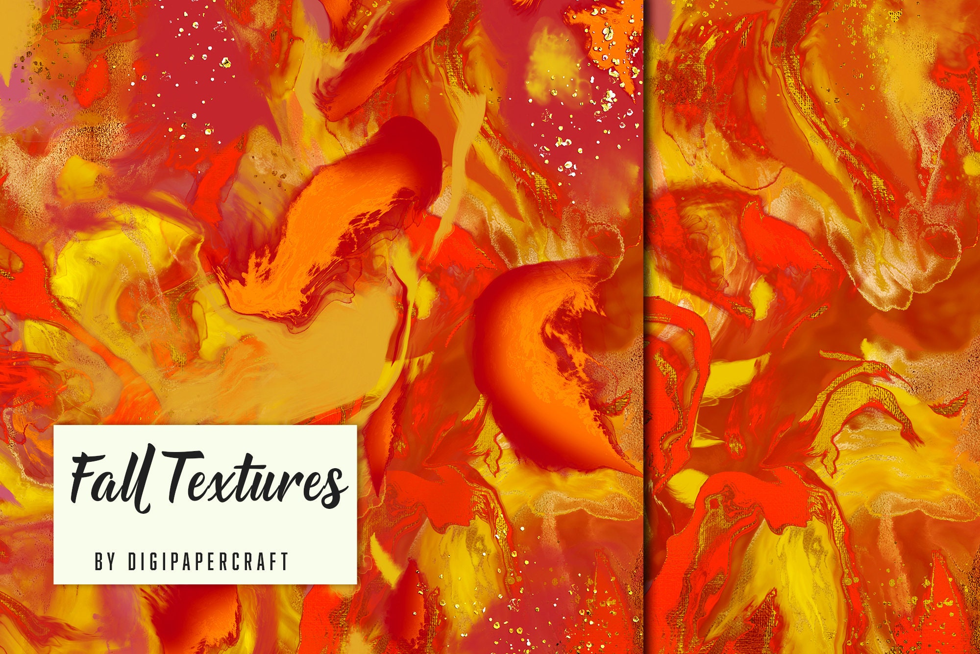 Fall Digital Paper, Digital Fall Textures, Fall Marbling Paper, Autumn ...