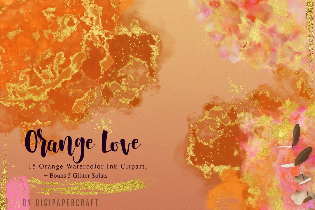 Orange Watercolor Clipart Watercolor Brush Strokes Orange - Etsy