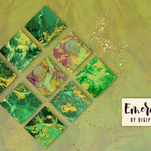 Emerald Gold Ink Digital Paper Alcohol Ink Paper Watercolor - Etsy