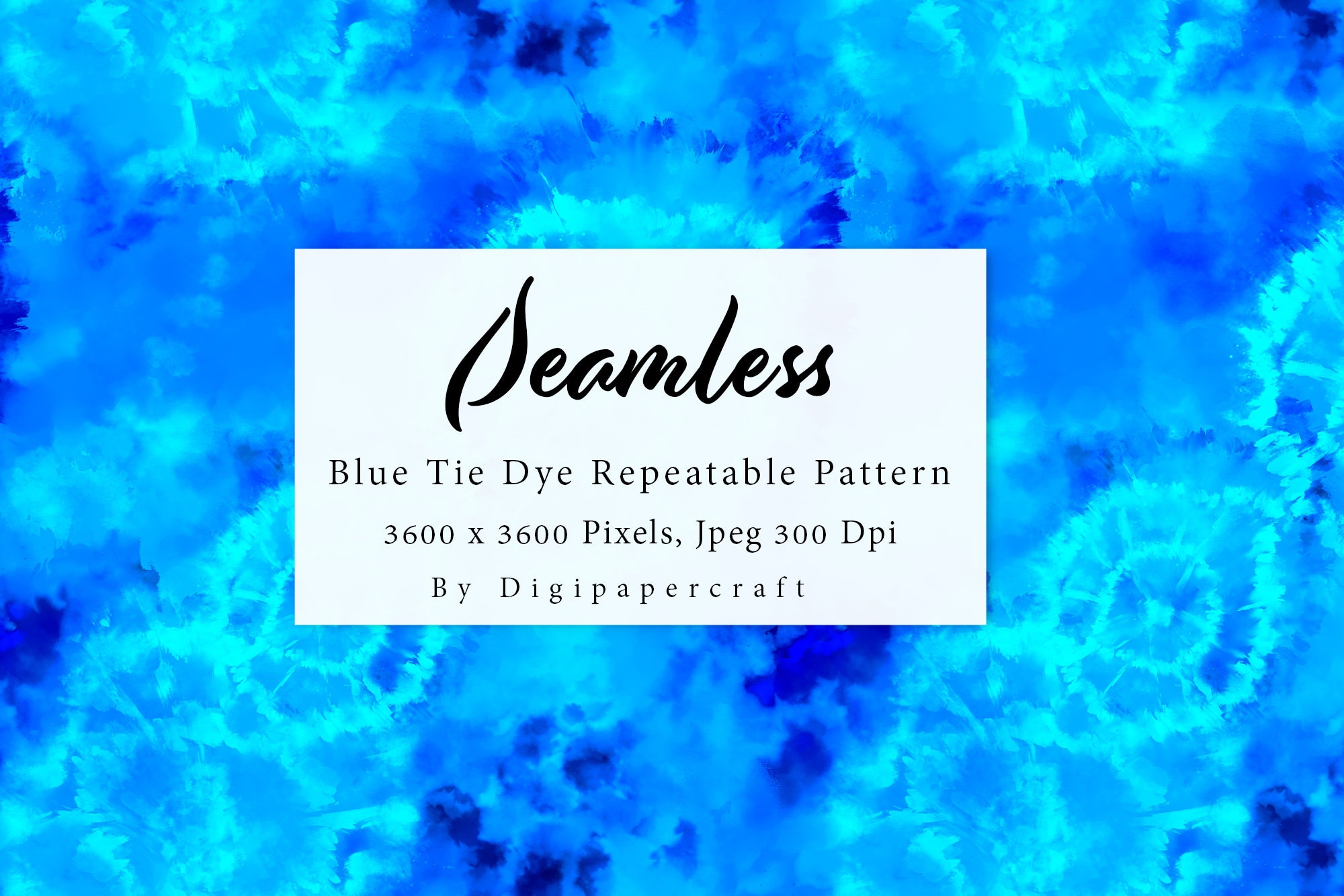 Seamless Tie Dye Digital Paper, Blue Seamless Tie Dye, Shibori Paper ...