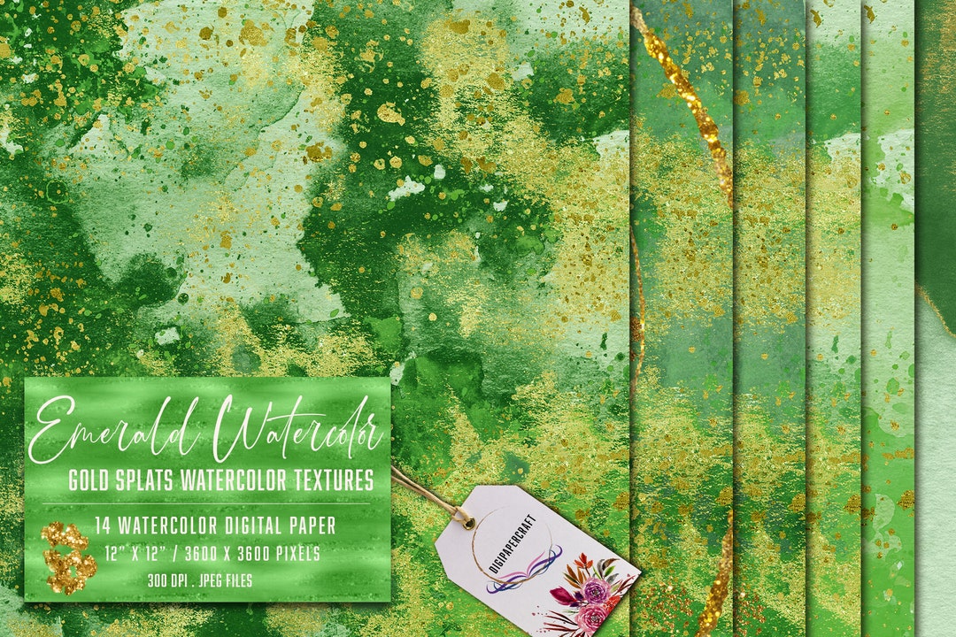 Emerald Backgrounds, Green Watercolor Digital Paper, Emerald Watercolor ...