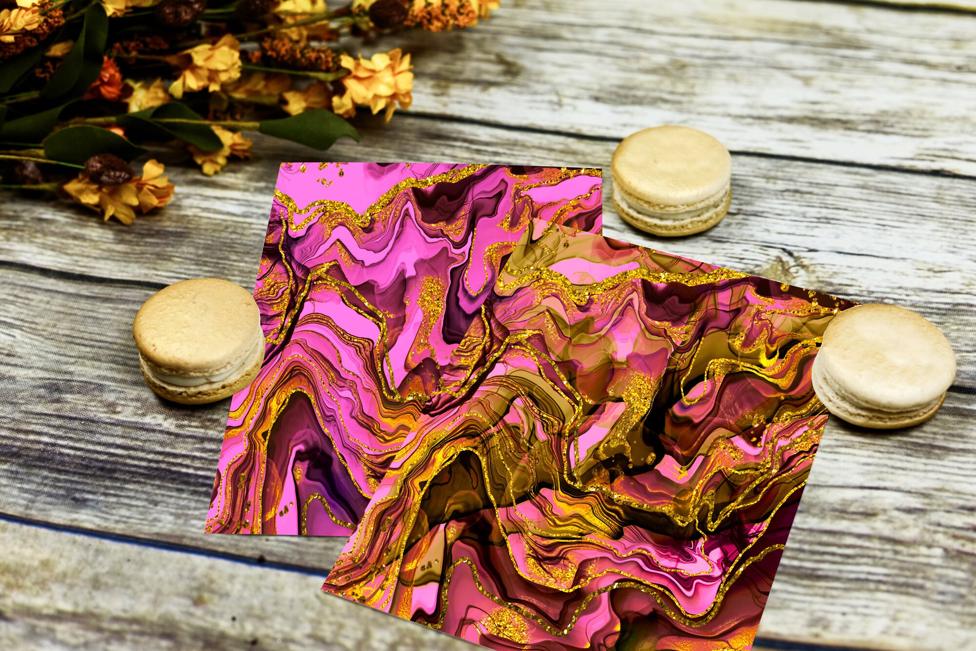 Pink Alcohol Ink Digital Paper, Glitter Watercolor Textures, Gold ...