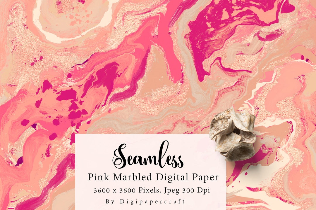 Seamless Marble Digital Paper, Ink Digital Paper, Rose Gold Marbled ...