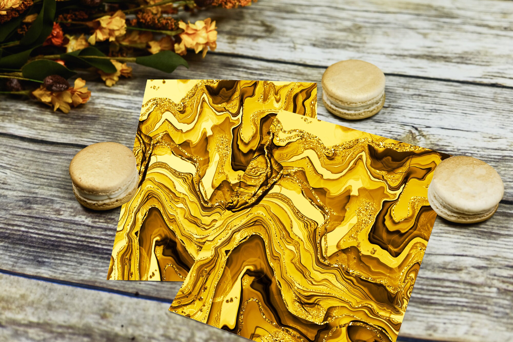 Gold Alcohol Ink Digital Paper, Liquid Watercolor and Ink Textures ...
