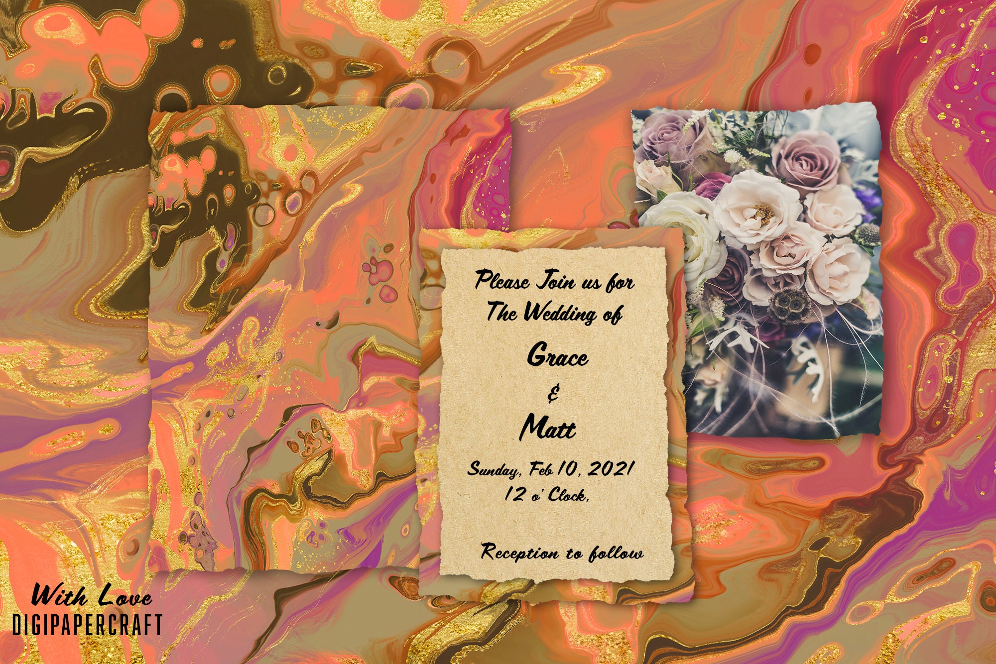 Autumn Digital Paper Autumn Marbling Paper Fall Marble - Etsy