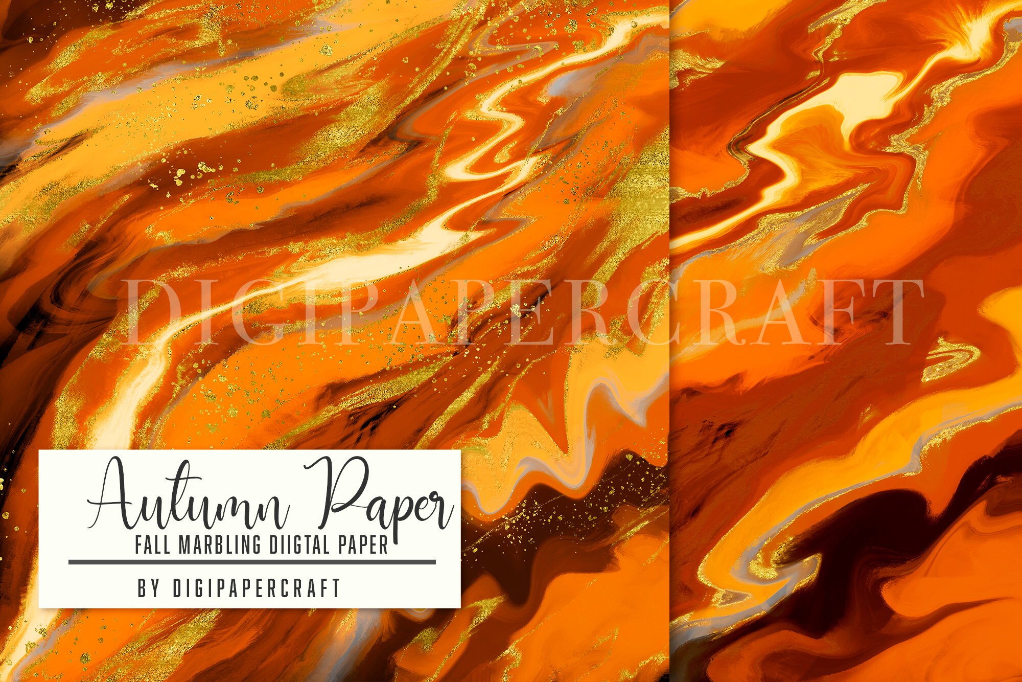 Autumn Digital Paper Autumn Marbling Paper Fall Marble - Etsy