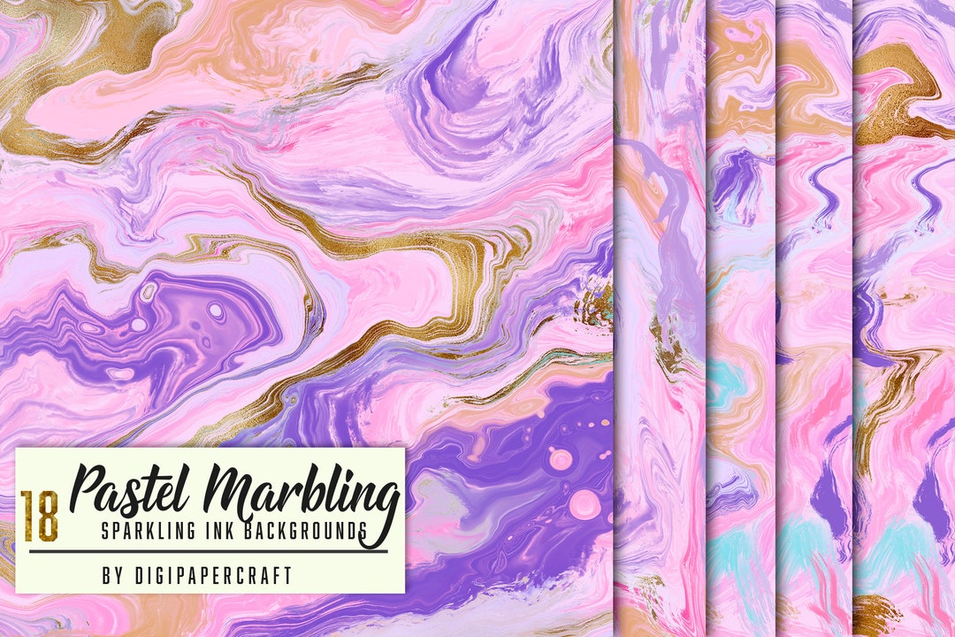 Pastel Marbling Digital Paper, Acrylic Pour Art, Pastel Marble Paper ...