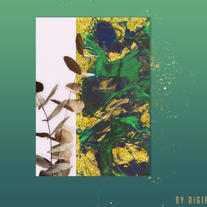 Emerald Gold Ink Digital Paper Alcohol Ink Paper Watercolor - Etsy
