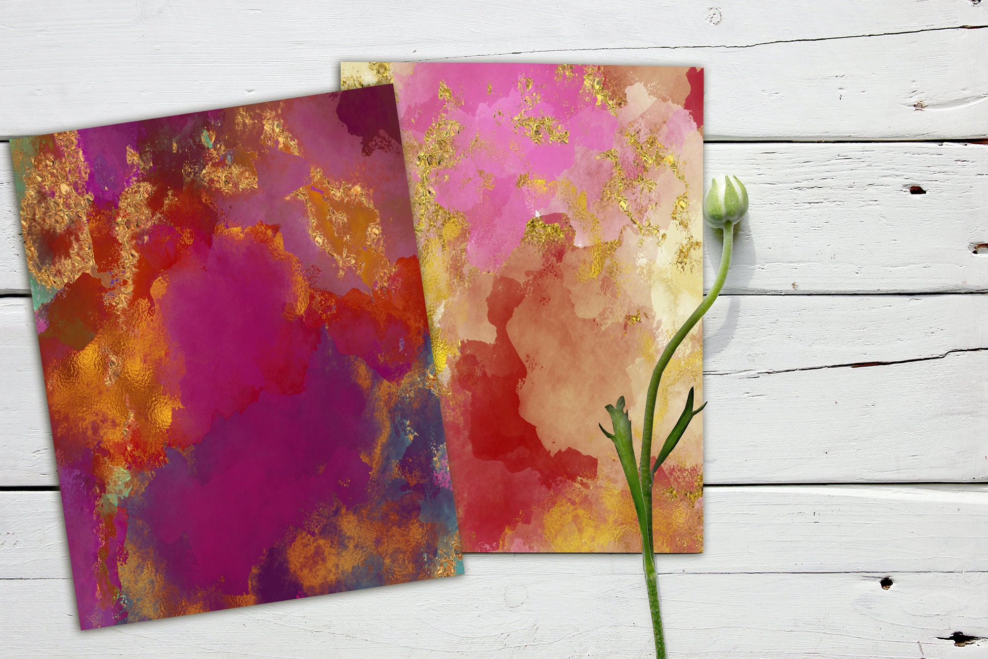 Red & Gold Watercolor Backgrounds. Glitter Shimmer Artwork. Sparkling ...