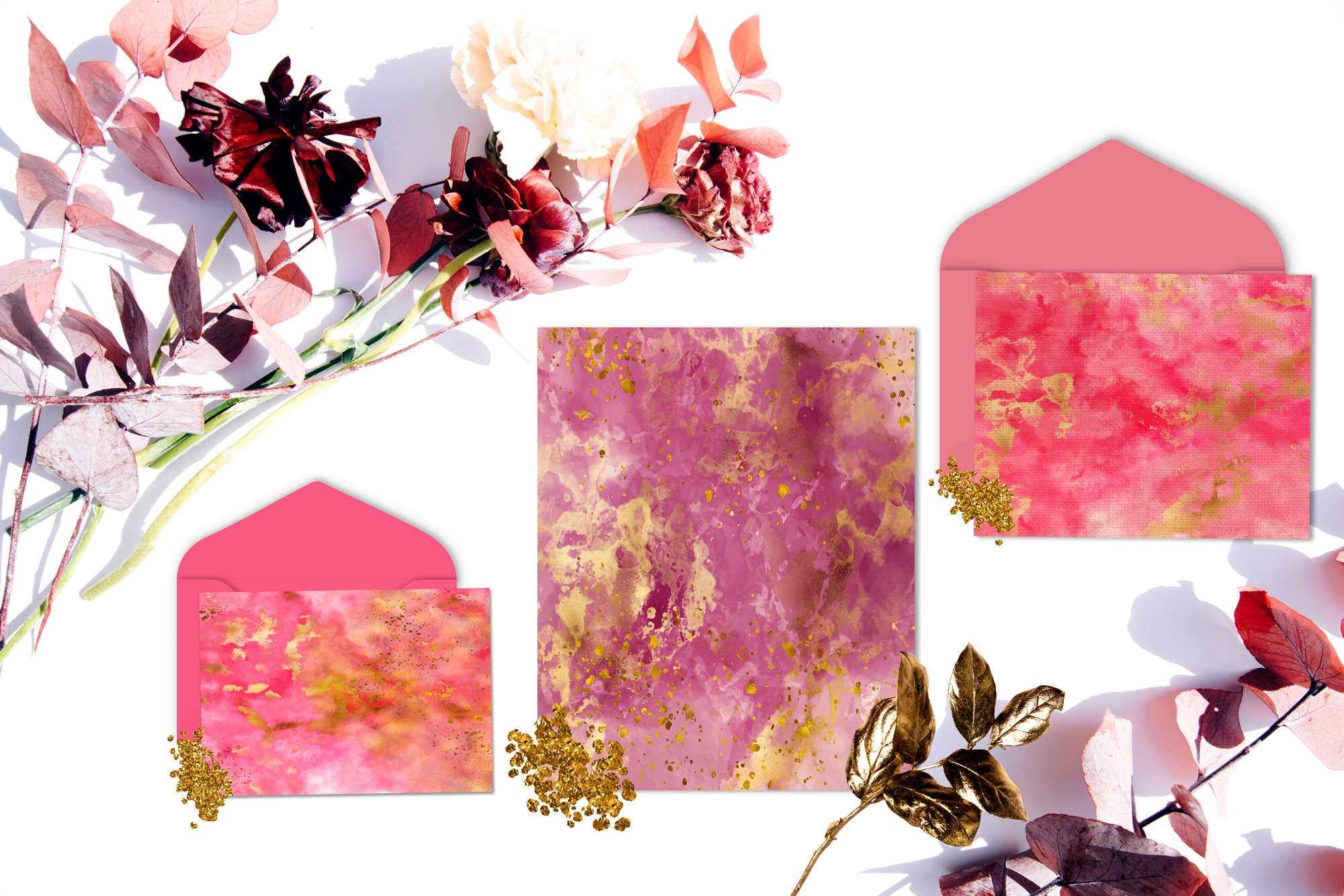 Pink and Gold Watercolor Digital Paper Watercolor - Etsy