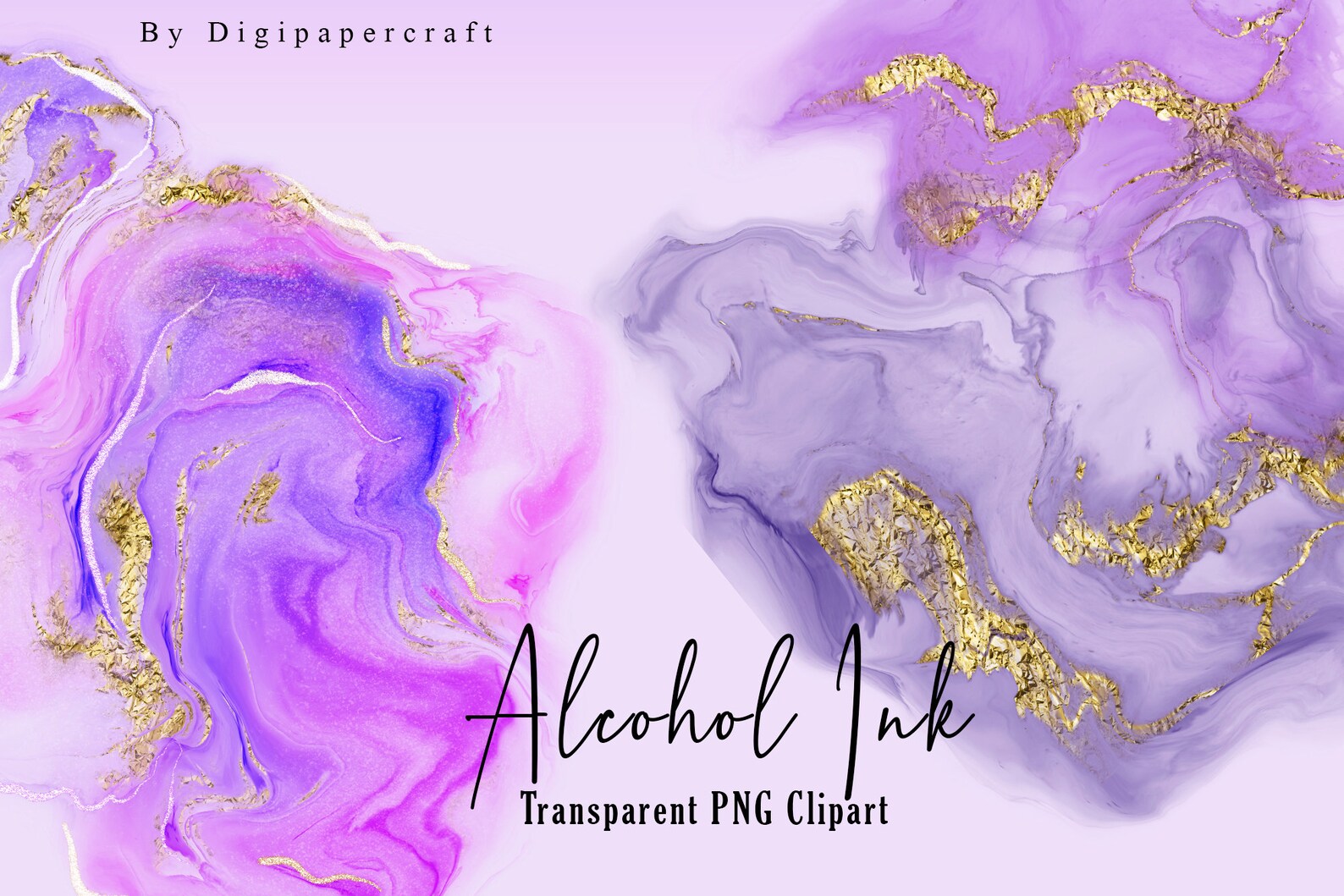 Pink Alcohol Ink Clipart, Metallic Gold Ink, Liquid Ink Clipart ...