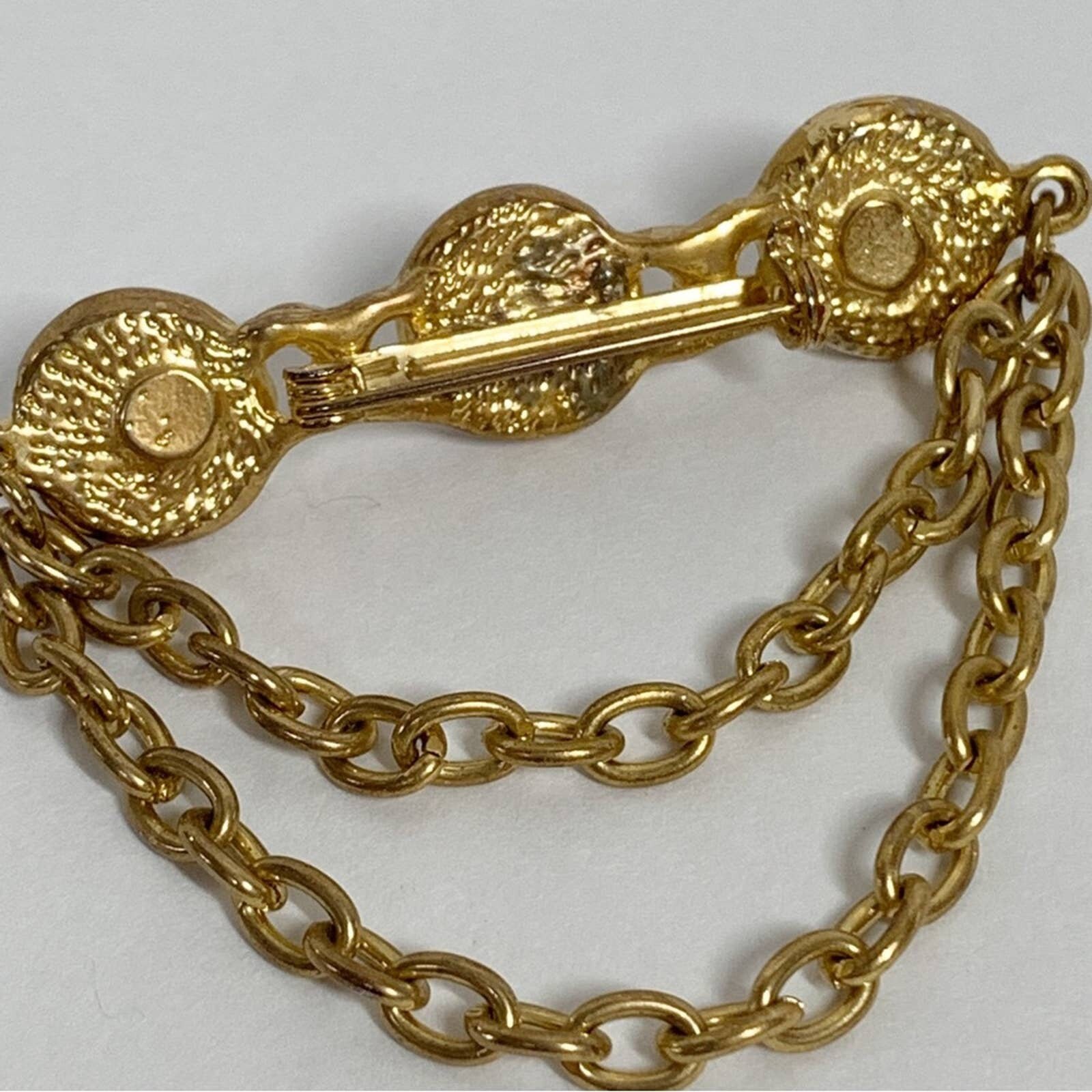 Vintage Pearl and Festooned Gold Chain Bar Brooch Pin - Etsy