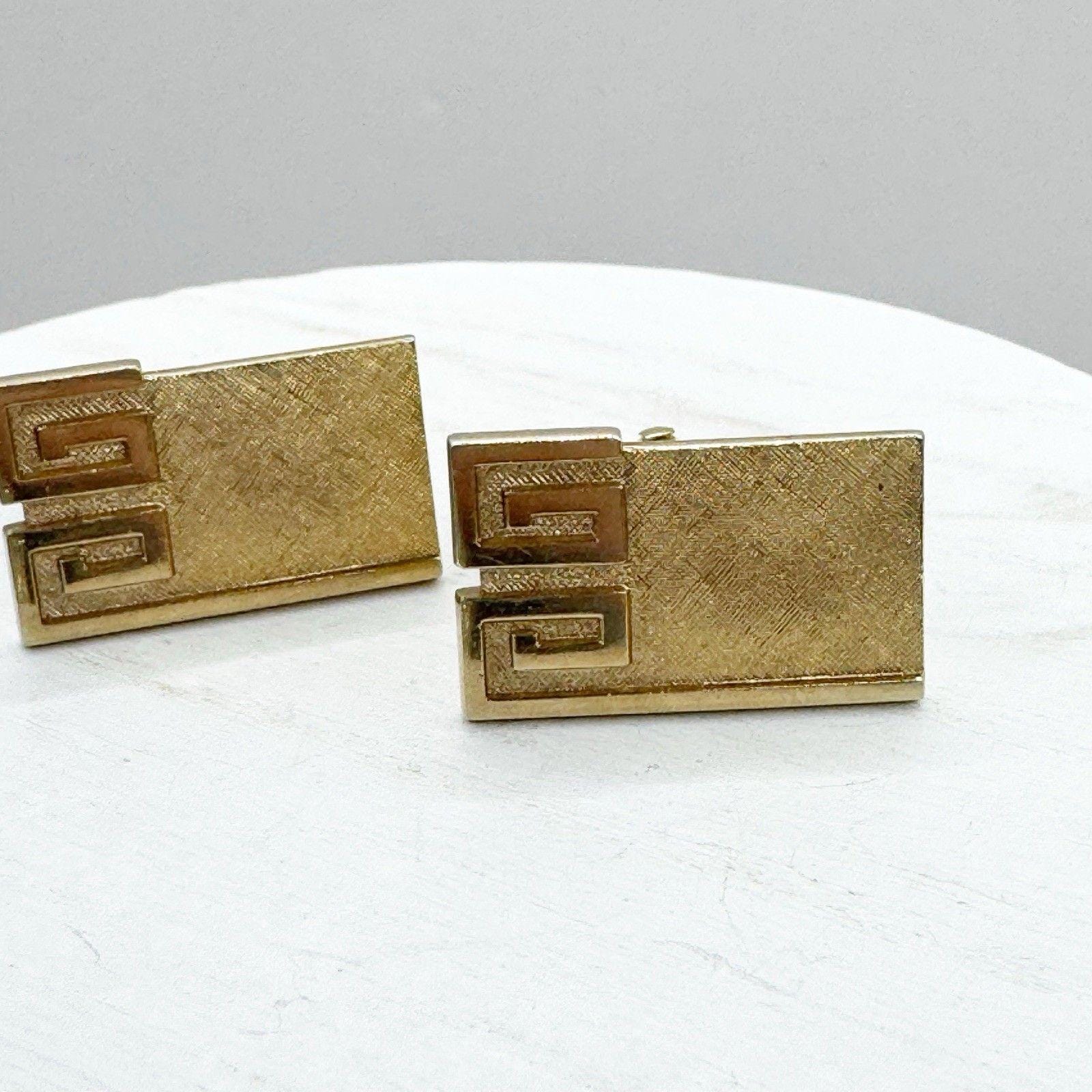 Swank Greek Key Cufflinks Vintage Gold Tone MCM Wedding Fancy Dapper - Etsy