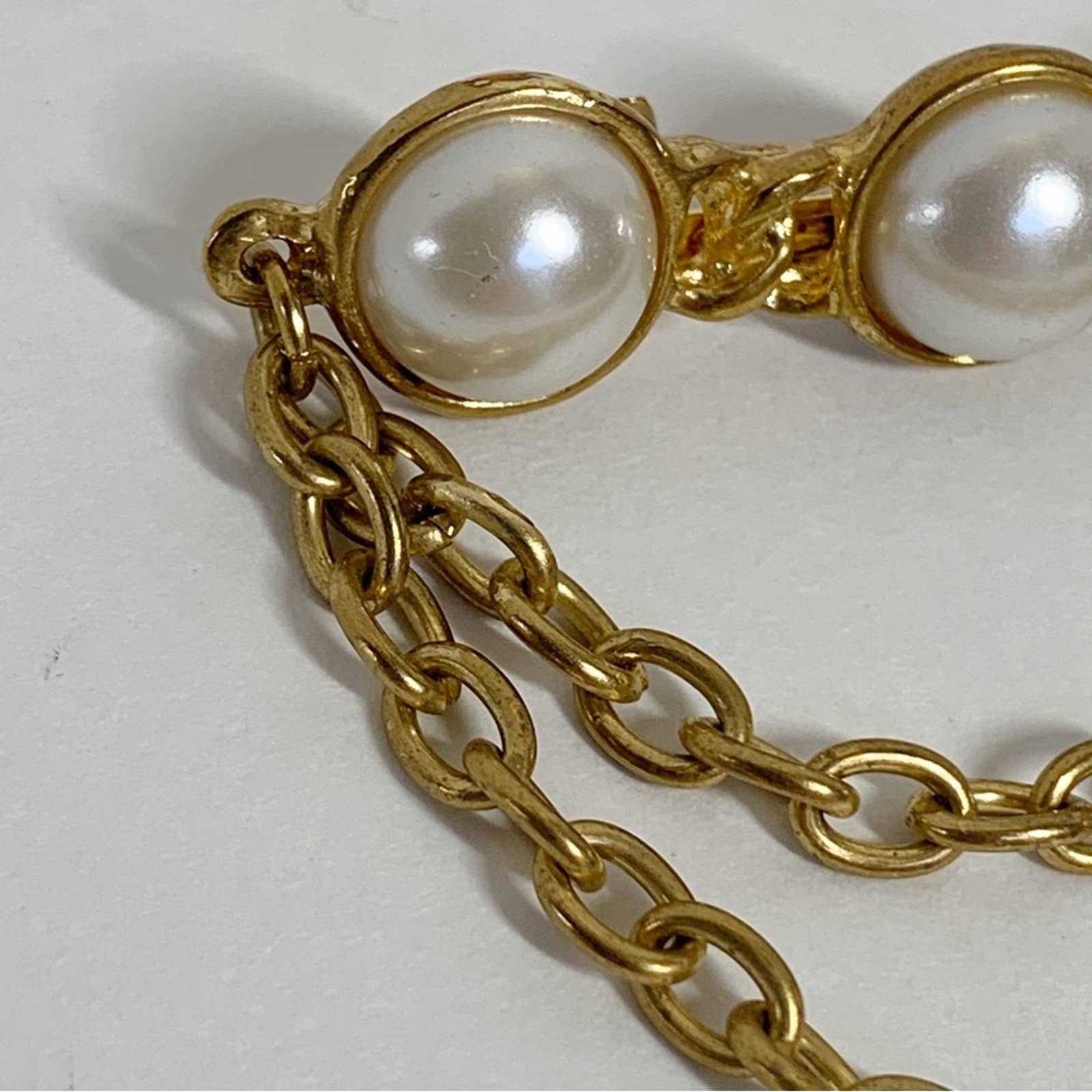 Vintage Pearl and Festooned Gold Chain Bar Brooch Pin - Etsy