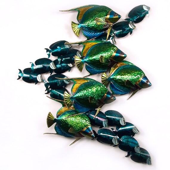 Angelfish School With Tangs Vertical Coastal Metal Wall Decor | Etsy