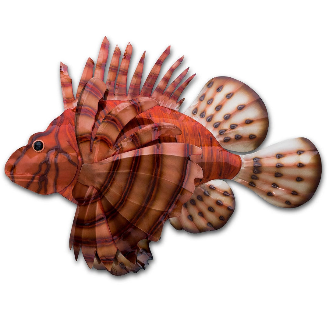 Lionfish Coastal Sea Life Tropical Reef Fish Contemporary Metal Wall ...
