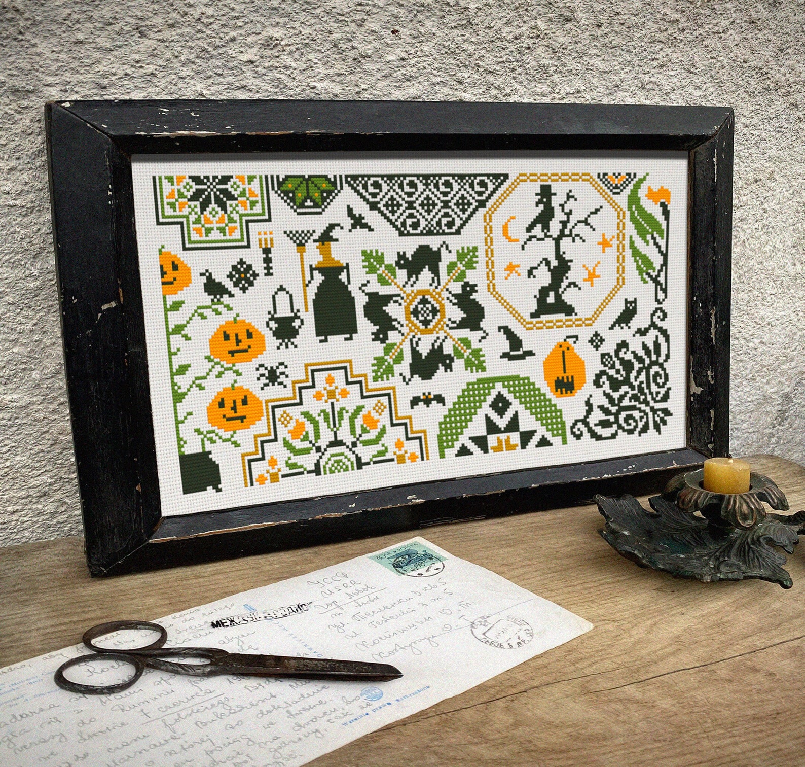 Halloween Mini Quaker Sampler Cross Stitch Pattern, Easy Counted Cross ...