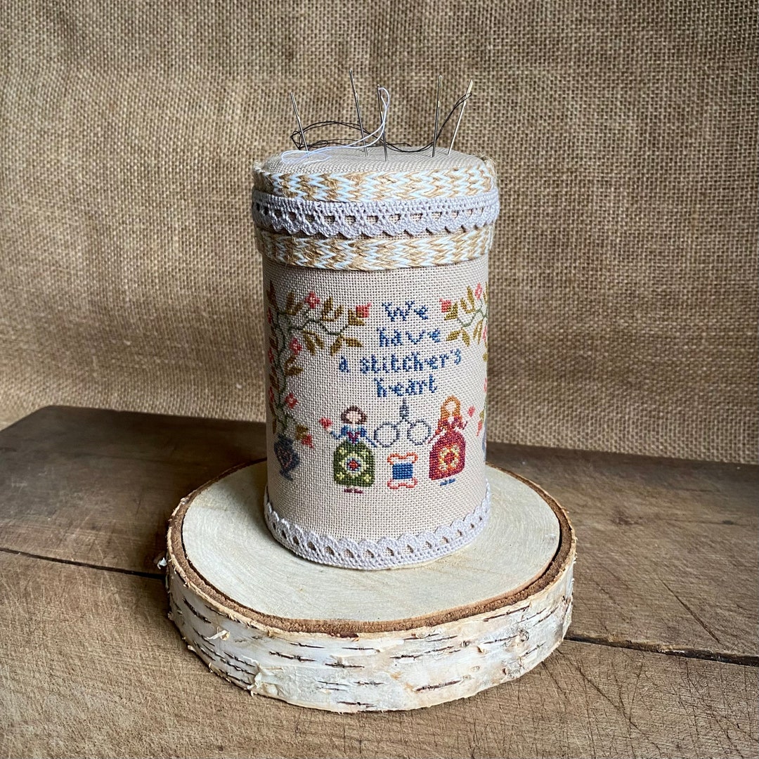 Needle Cushion Decorated With Cross Stitch Embroidery, X Stitch Decor ...