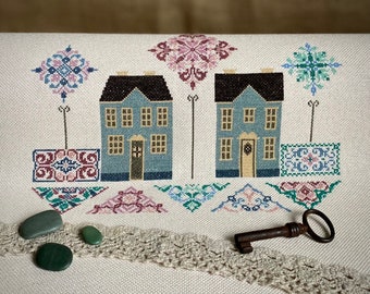 House in Summer Sampler Cross Stitch Pattern, Easy Counted Cross Stitch ...